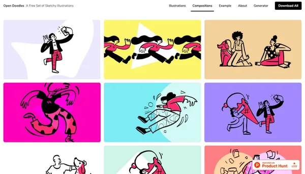 發揮共享精神！Open Doodles 提供免費手繪插圖下載，CC0 授權連同原始檔一併釋出 | ShoppingDesign