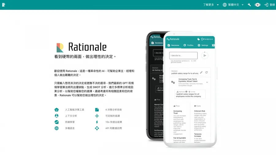 Rationale：利用深度學習，協助企業與個人更有效的做出決策。｜全方位AI工具介紹－未來商務