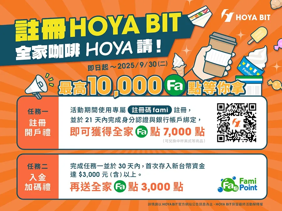 HOYA BIT 交易所攜手全家便利商店！註冊就送一萬「全家」Fa點 靠三招打造投資的「便利商店時代」 ｜Web3+